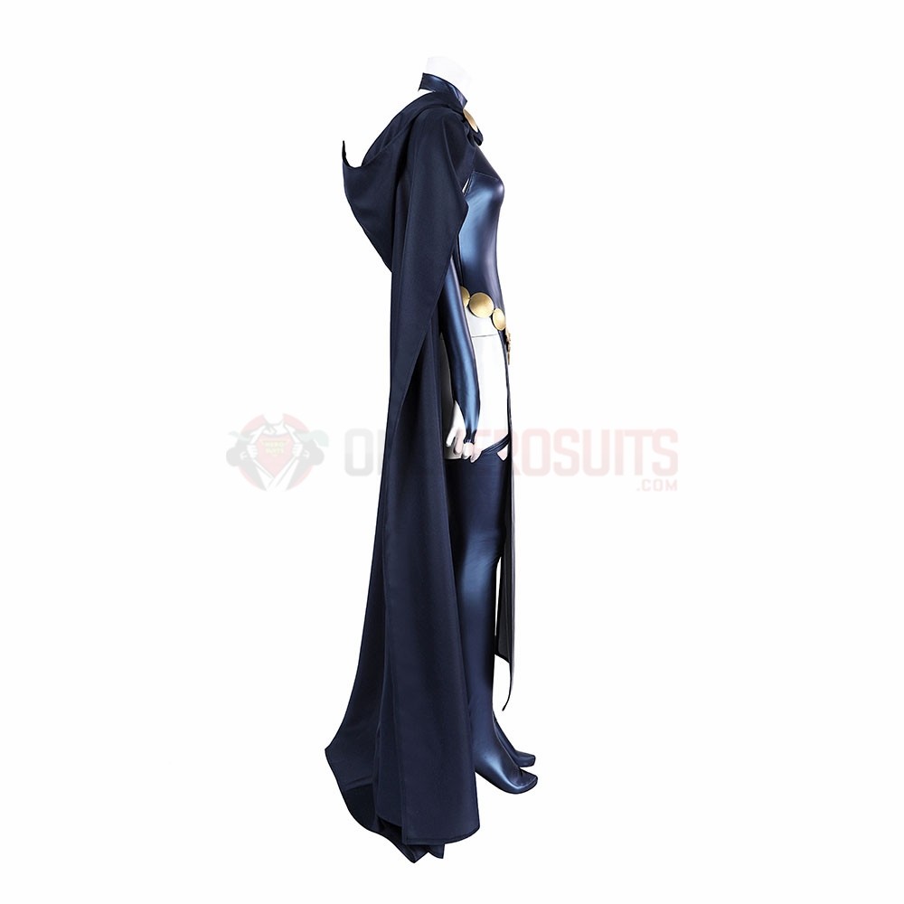 Raven Rachel Roth New Earth Cosplay Costume Hooded Cape Suit