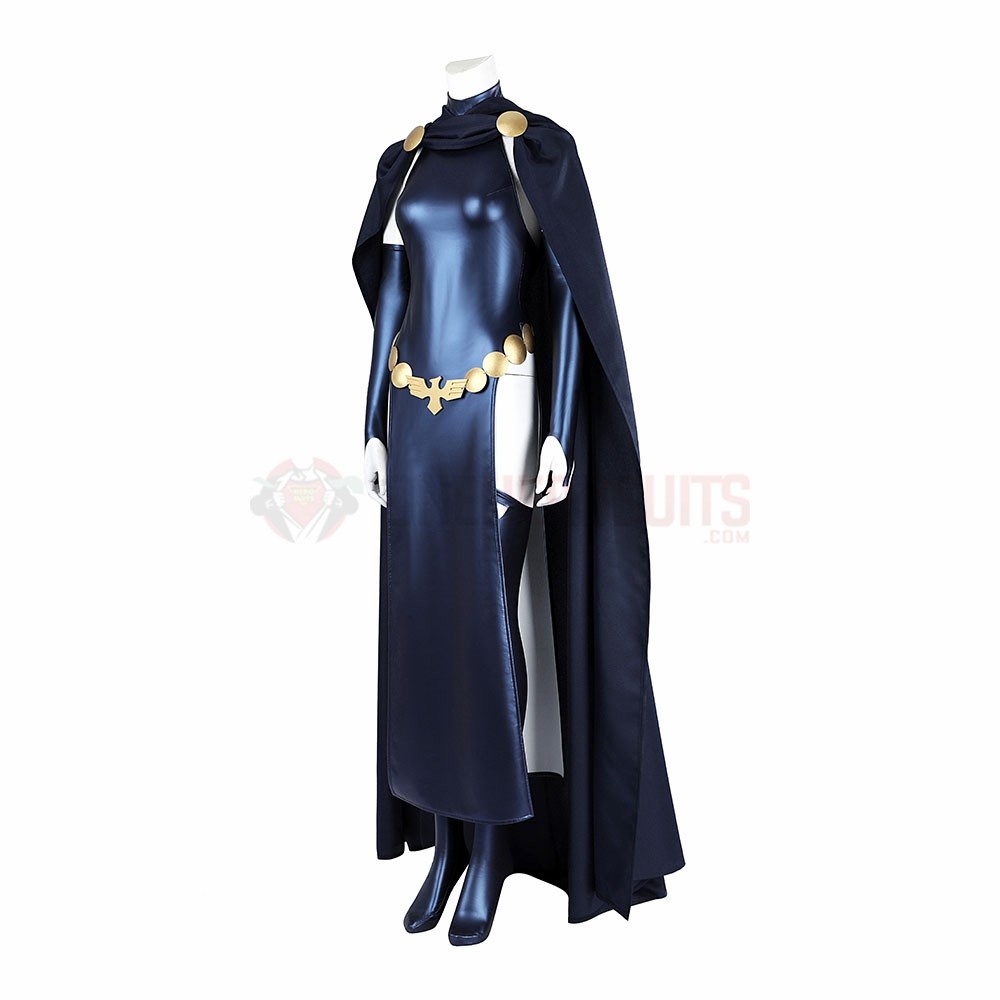Raven Rachel Roth New Earth Cosplay Costume Hooded Cape Suit