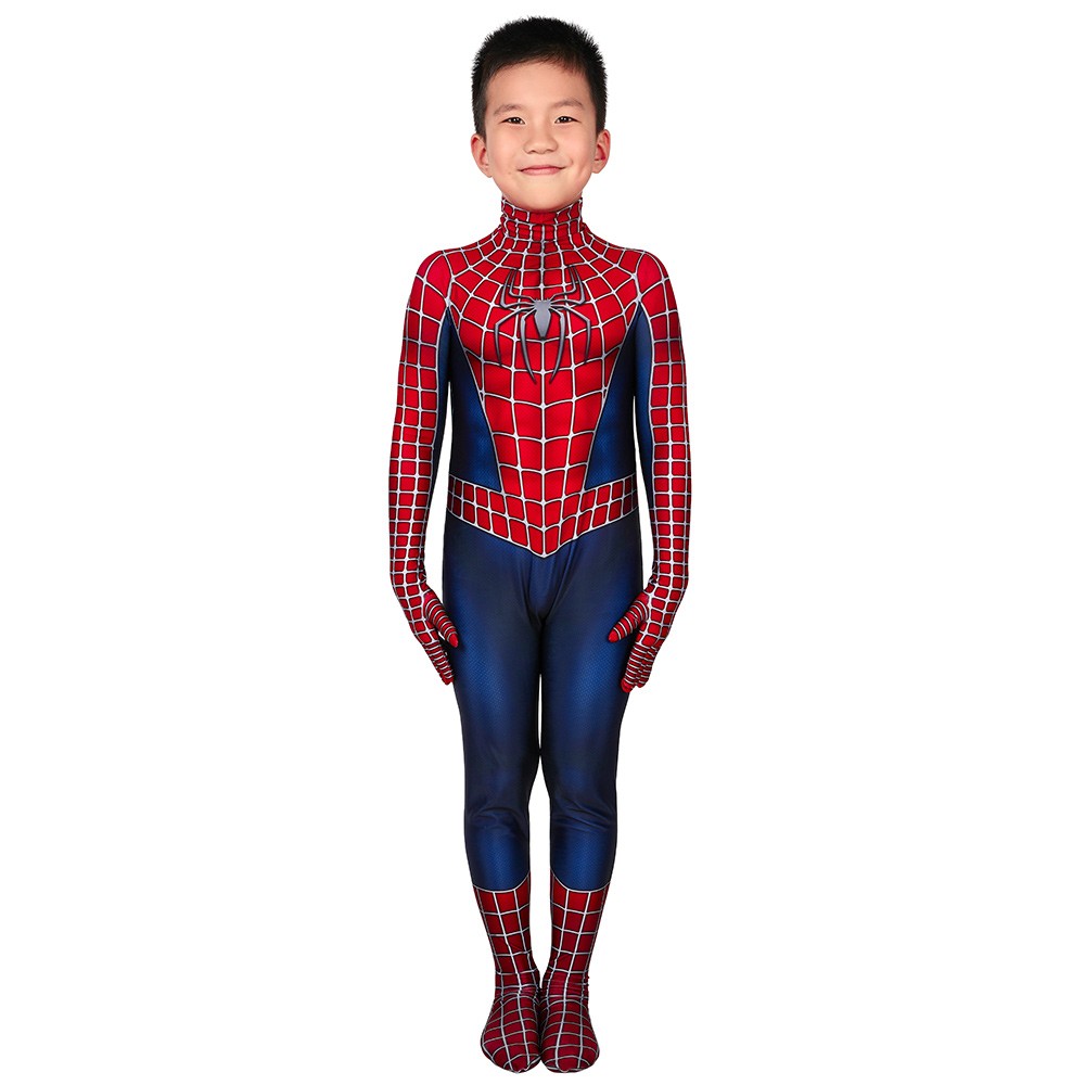 Kids Spider-man Cosplay Suit Spandex Tobey Maguire Suit Printed Edition