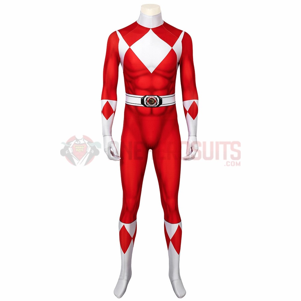 Red Power Ranger Cosplay Suit Classic Red Spandex Power Rangers Costumes