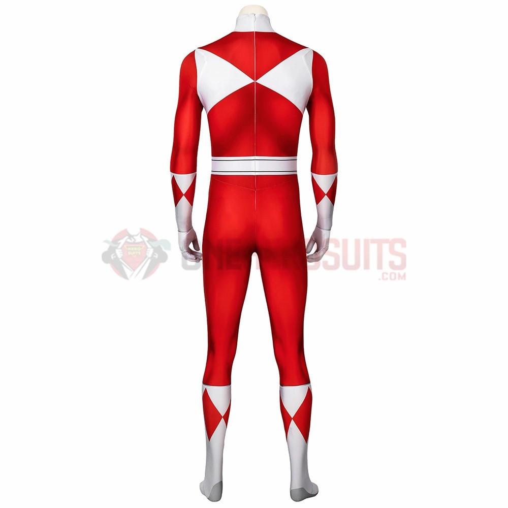 Red Power Ranger Cosplay Suit Classic Red Spandex Power Rangers Costumes