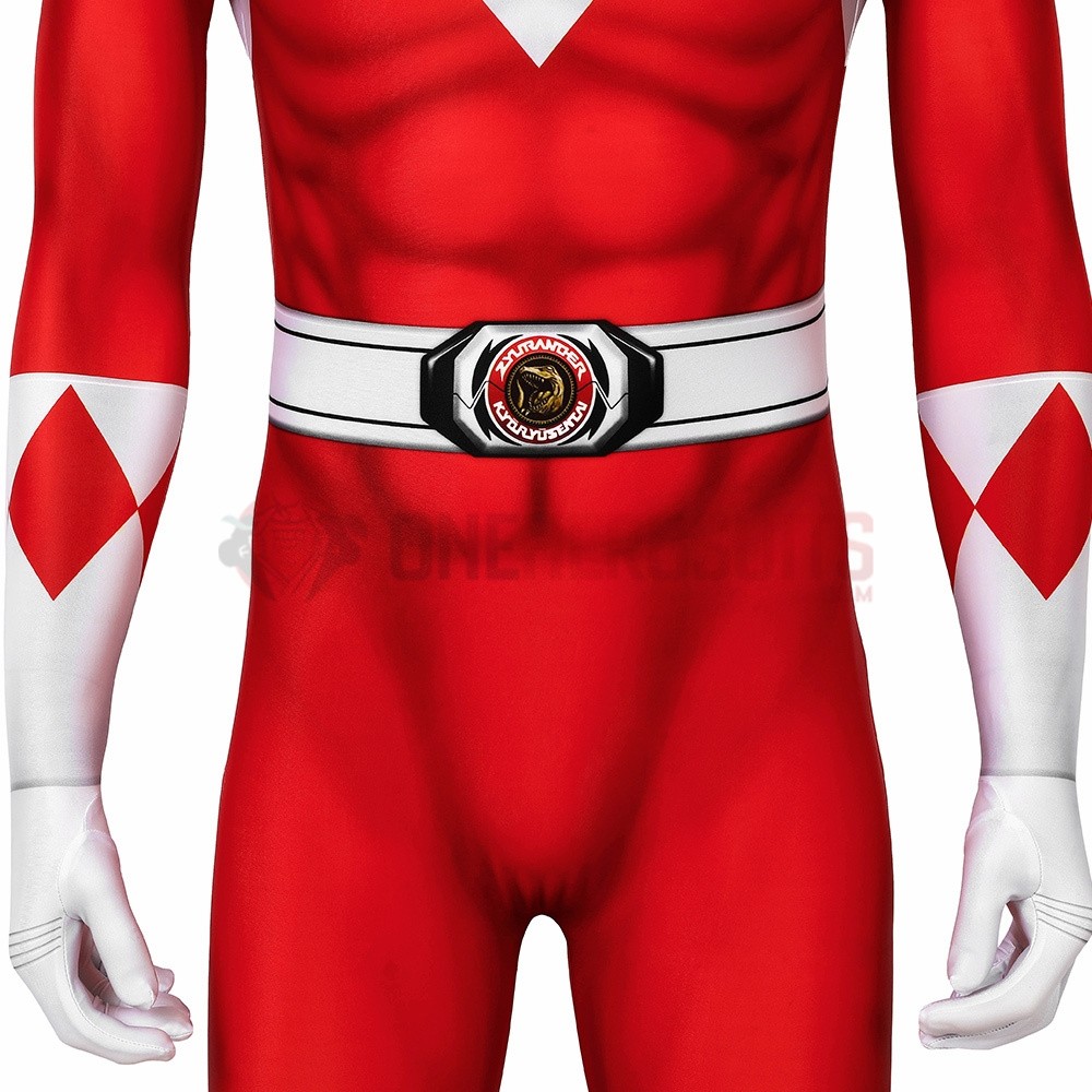 Red Power Ranger Cosplay Suit Classic Red Spandex Power Rangers Costumes