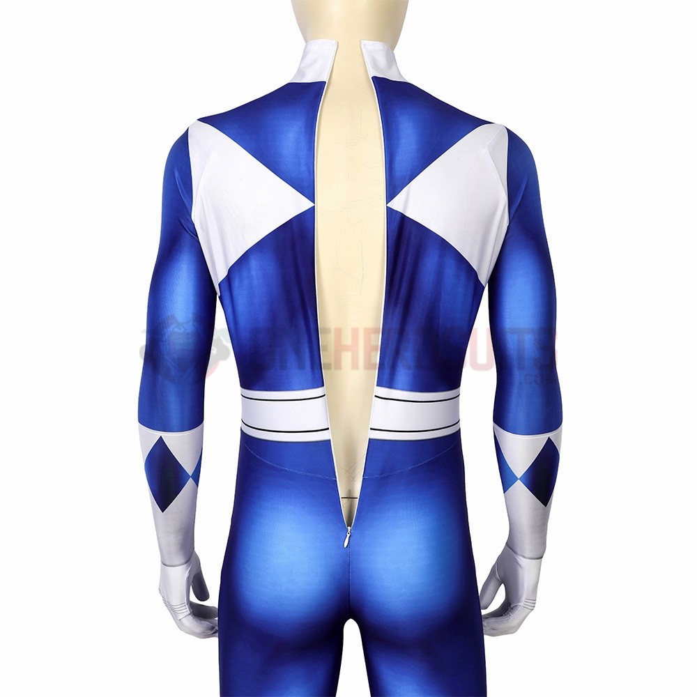 Blue Power Ranger Cosplay Suit Spandex Power Rangers Costumes Lightweight