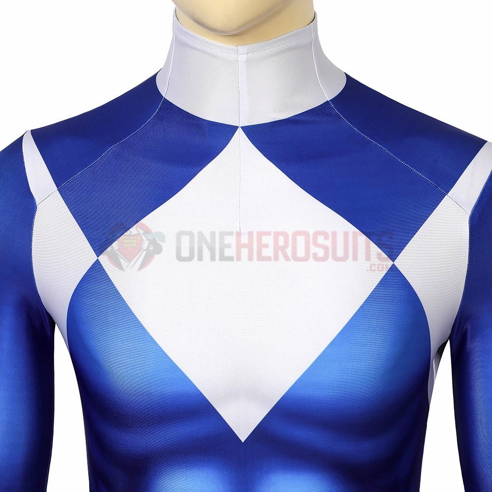Blue Power Ranger Cosplay Suit Spandex Power Rangers Costumes Lightweight