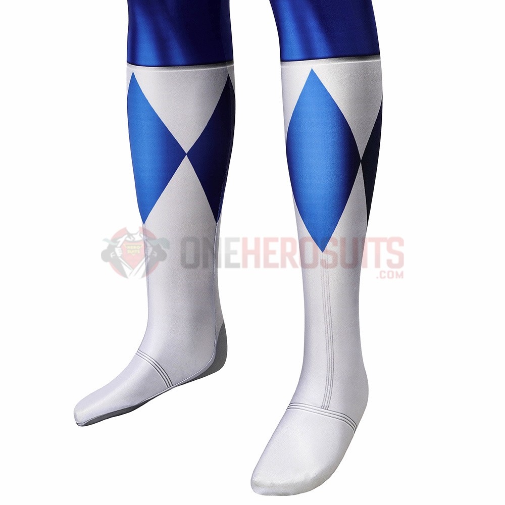 Blue Power Ranger Cosplay Suit Spandex Power Rangers Costumes Lightweight