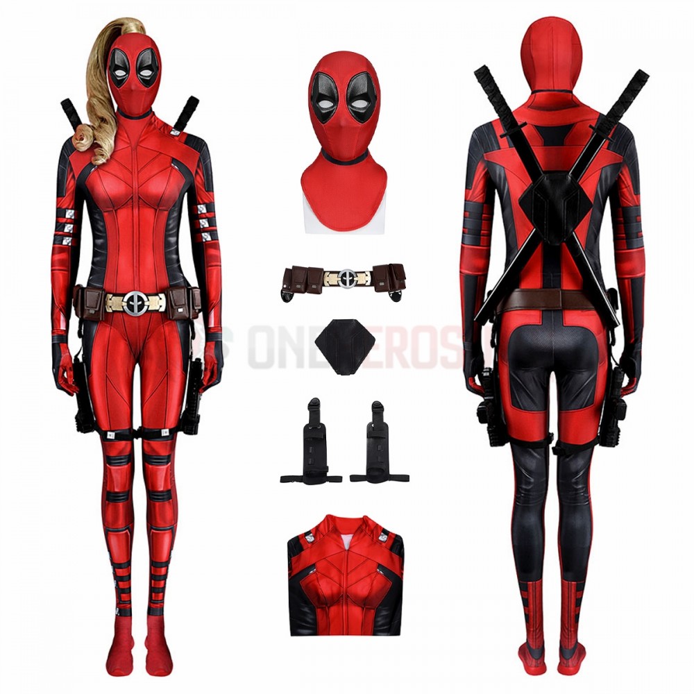 Lady Deadpool Cosplay Costume With Complex Accessories