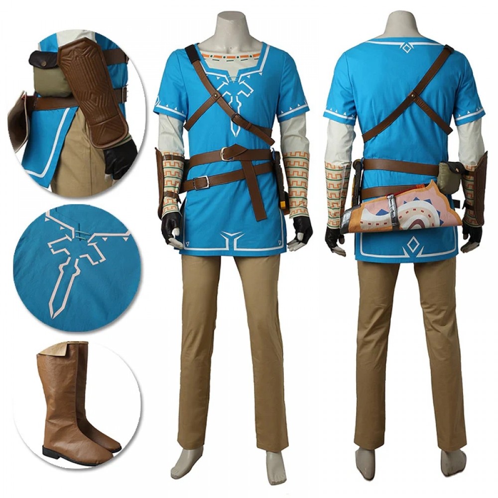 Link Blue Tunic Cosplay Costume The Legend of Zelda Breath of the Wild Suit
