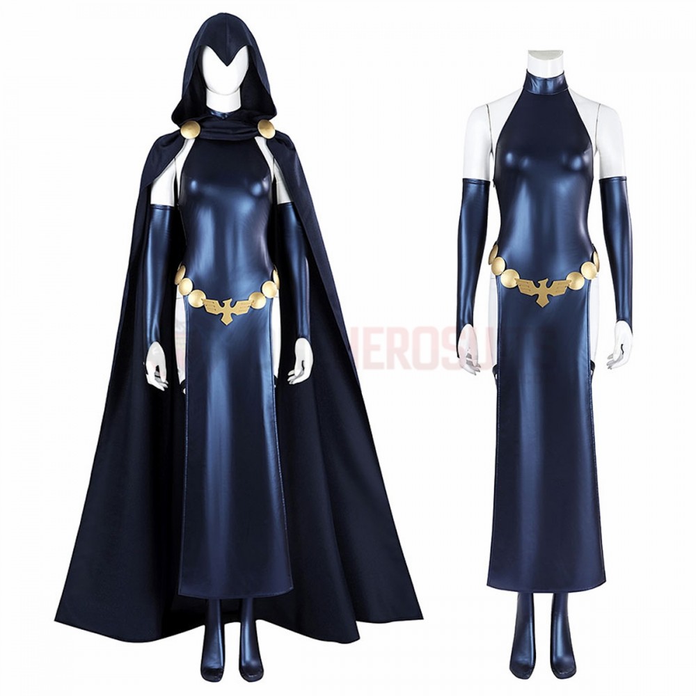 Raven Rachel Roth New Earth Cosplay Costume Hooded Cape Suit
