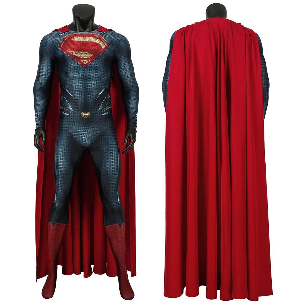 Clark Kent Cosplay Costume Man of Steel Printed Suit With Cloak