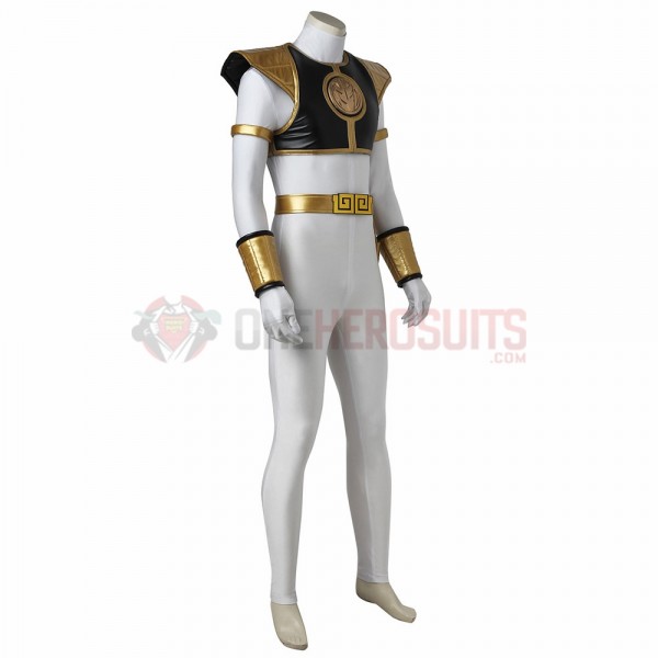 White Ranger Cosplay Costume Mighty Morphin Power Rangers Suit