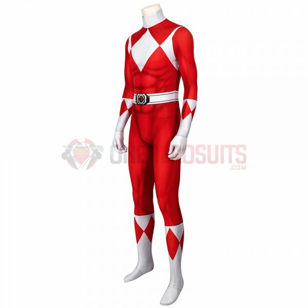 Red Power Ranger Cosplay Suit Classic Red Spandex Power Rangers Costumes