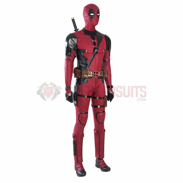 Deadpool 3 Cosplay Costumes Red Leather Suits