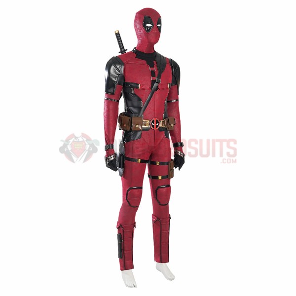 Deadpool 3 Cosplay Costumes Red Leather Suits